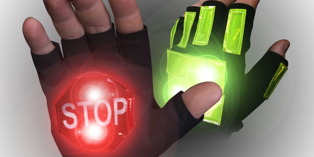 LIGHTED TRAFFIC SAFETY GLOVES | BRITE-STRIKE TECHNOLOGIES INC